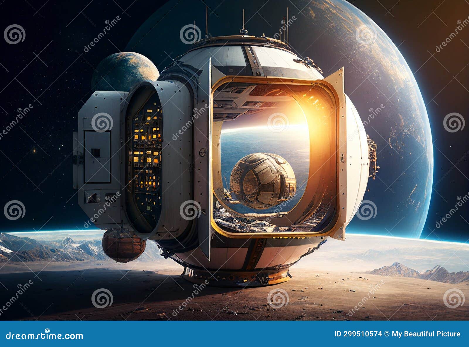Spaceship in Escape. Space Travel Stock Photo - Image of earth, manned ...