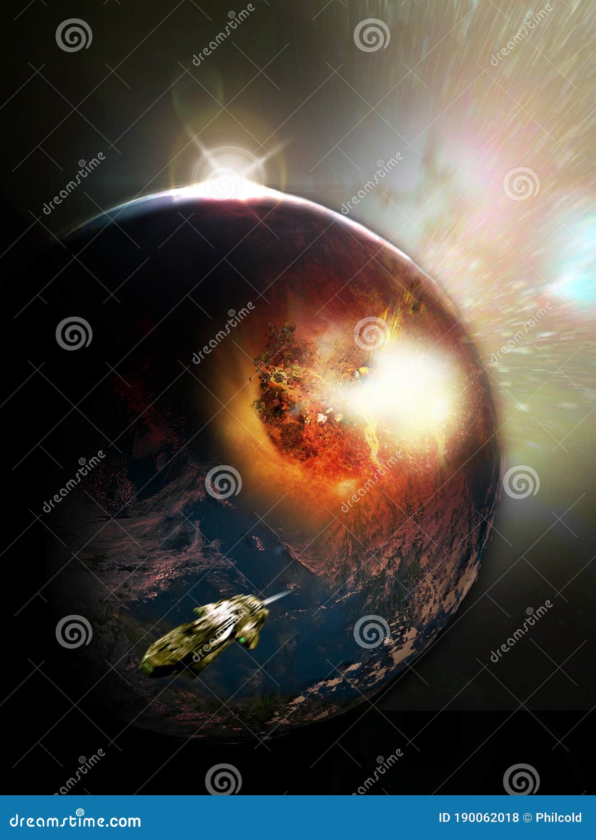 Escaping from Planet Explosion Stock Illustration - Illustration of ...