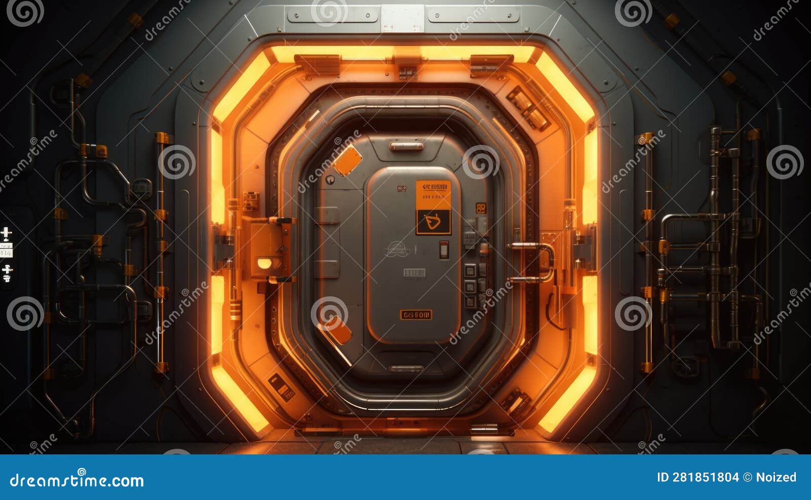 Spaceship Exit Door. Science Fiction Door. Stock Illustration ...