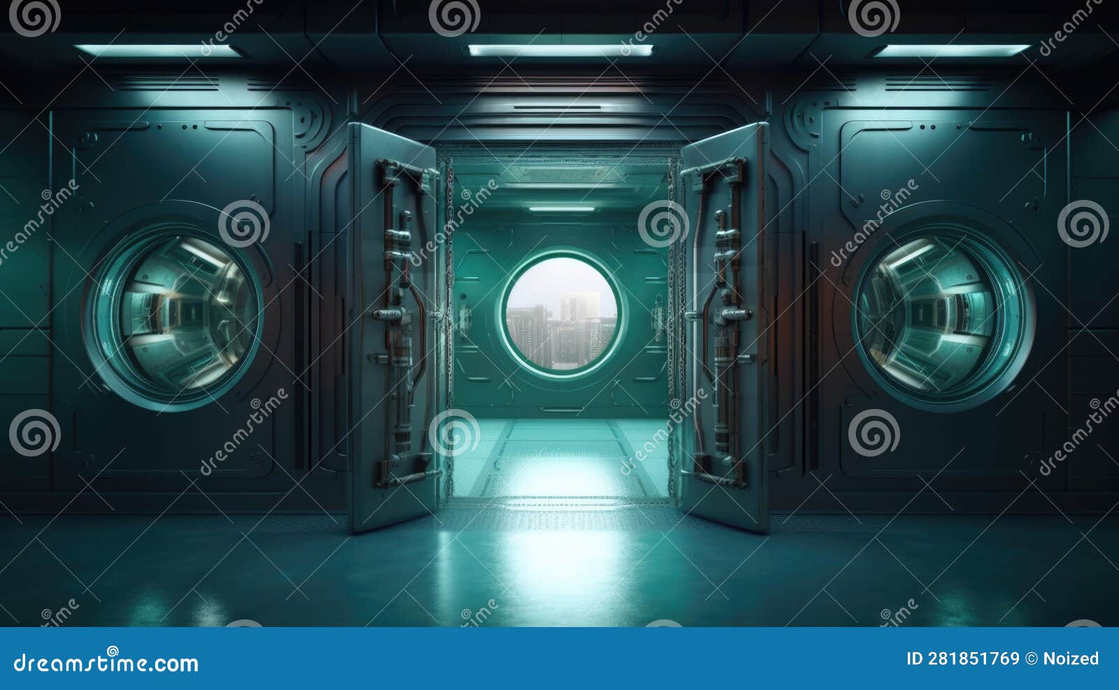 Spaceship Exit Door. Science Fiction Door. Stock Illustration ...