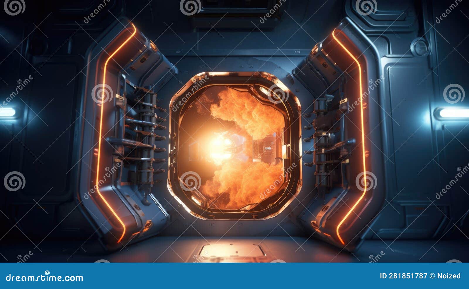 Spaceship Exit Door. Science Fiction Door. Stock Illustration ...