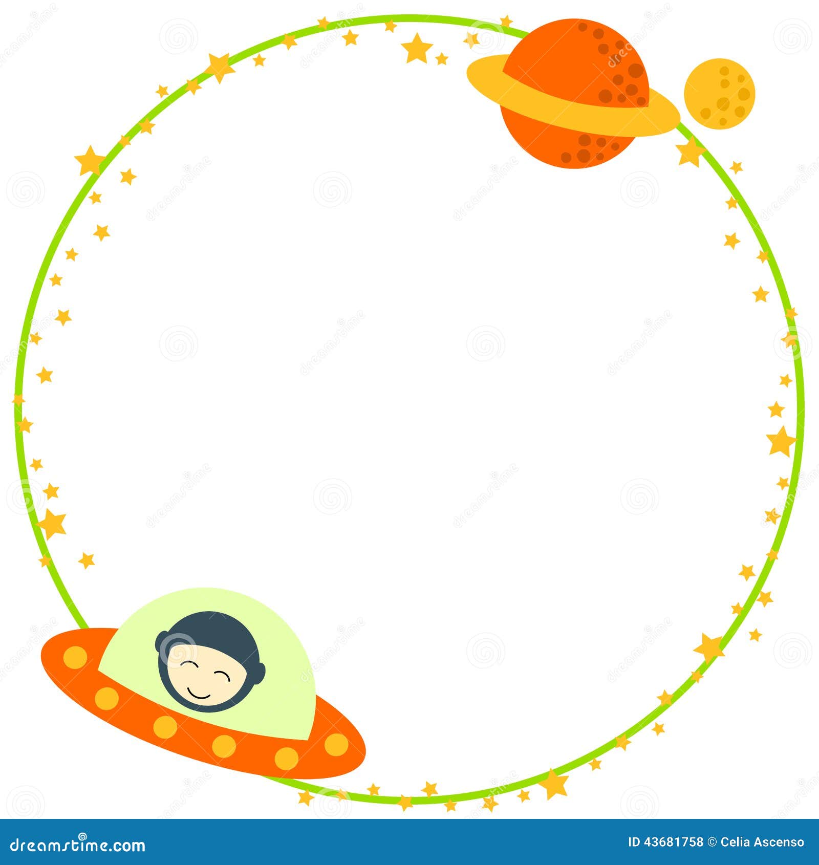 Spaceship Exploration Border Round Frame Stock Illustration ...