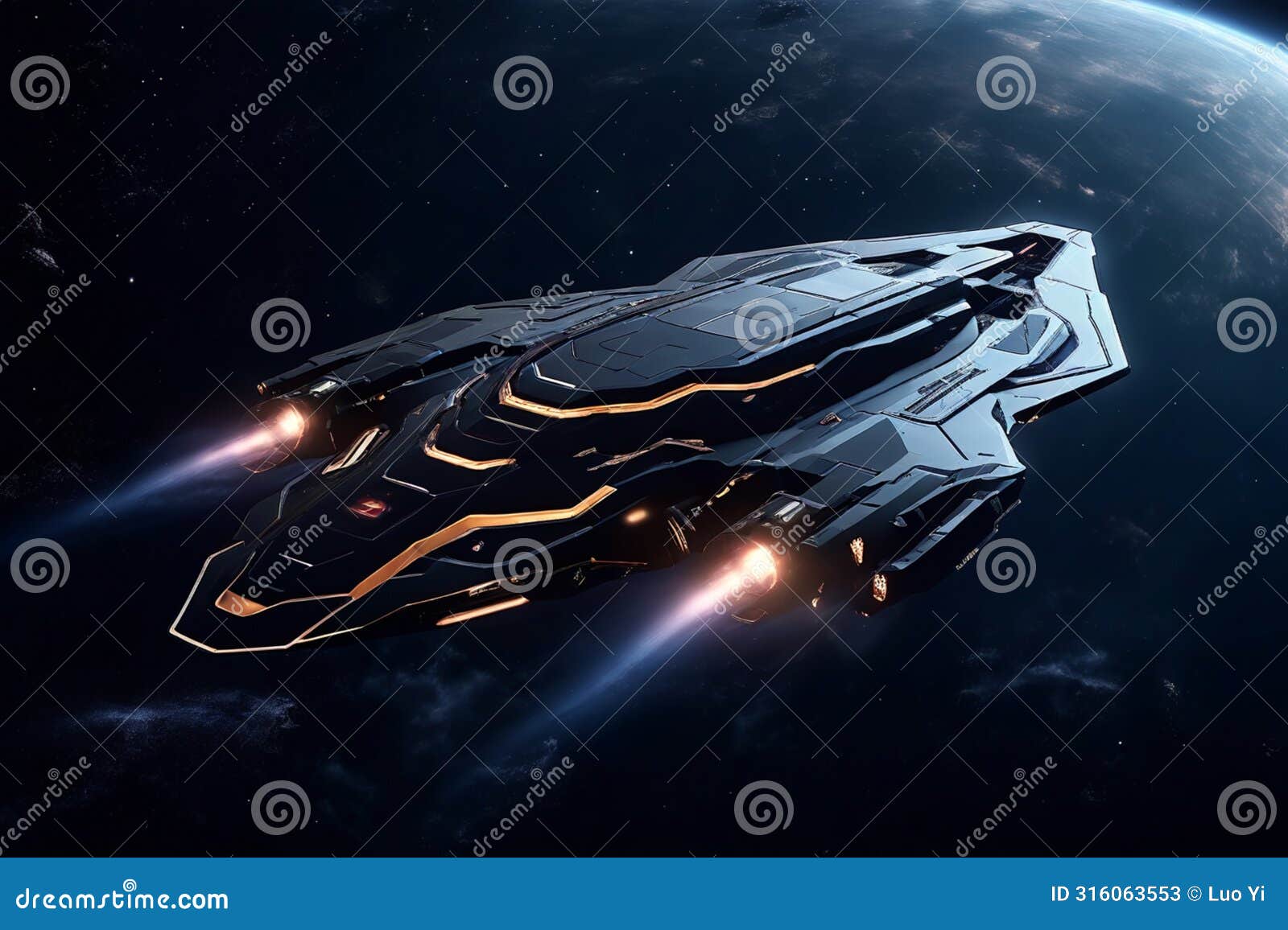 A Spaceship Exploring In Deep Space Royalty-Free Stock Photo ...