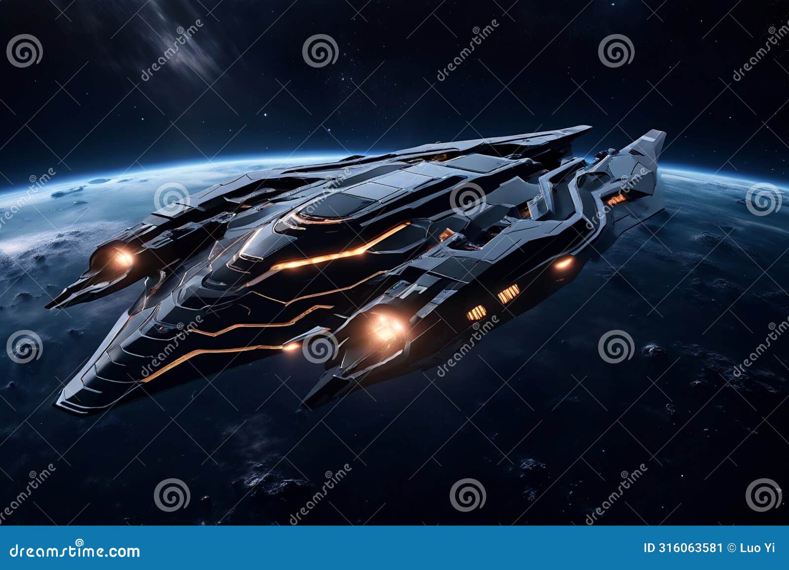 A Spaceship Exploring In Deep Space Royalty-Free Stock Photo ...