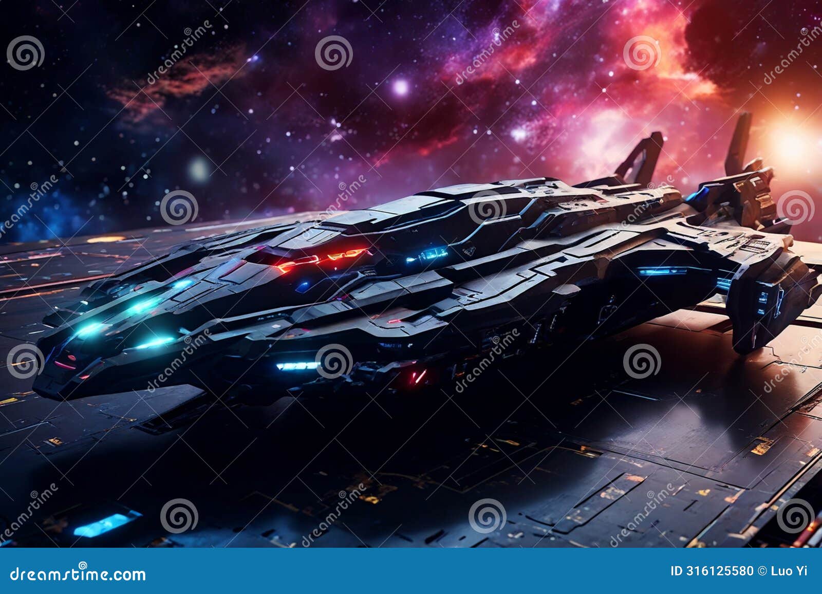 Spaceship Exploring An Alien Planetary System, Generative Ai Illustration | CartoonDealer.com ...