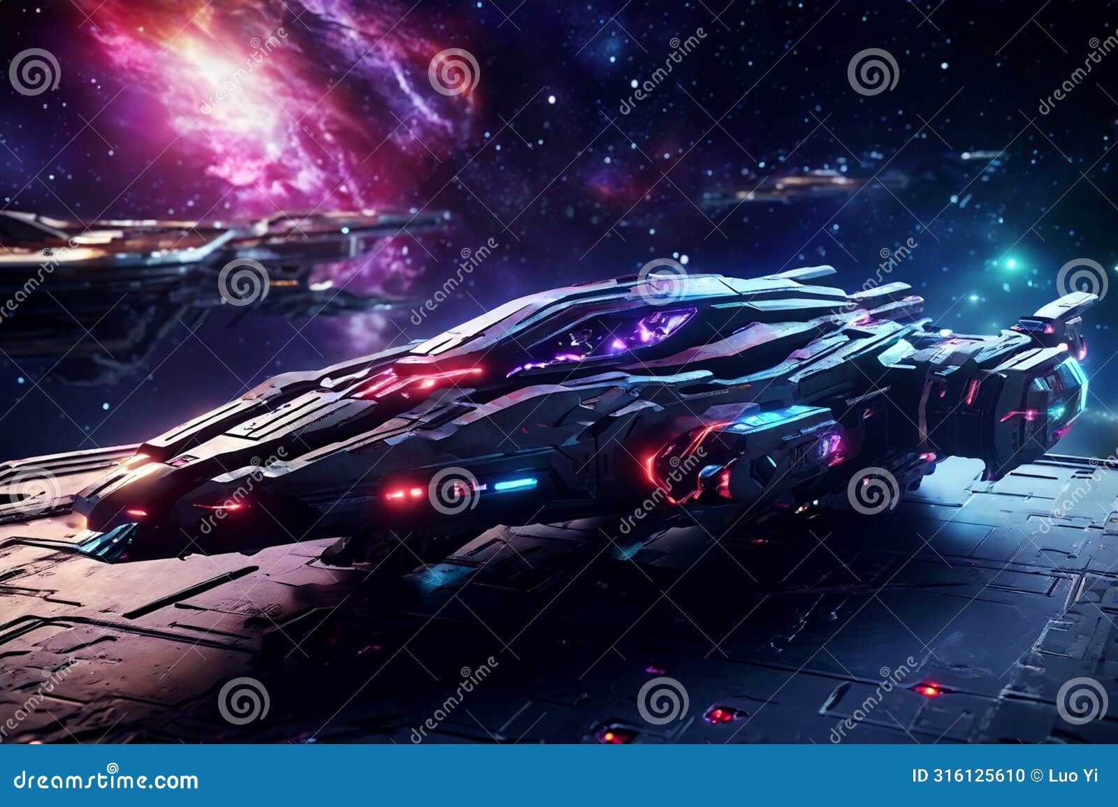 Spaceship Exploring An Alien Planetary System, Generative Ai Illustration | CartoonDealer.com ...