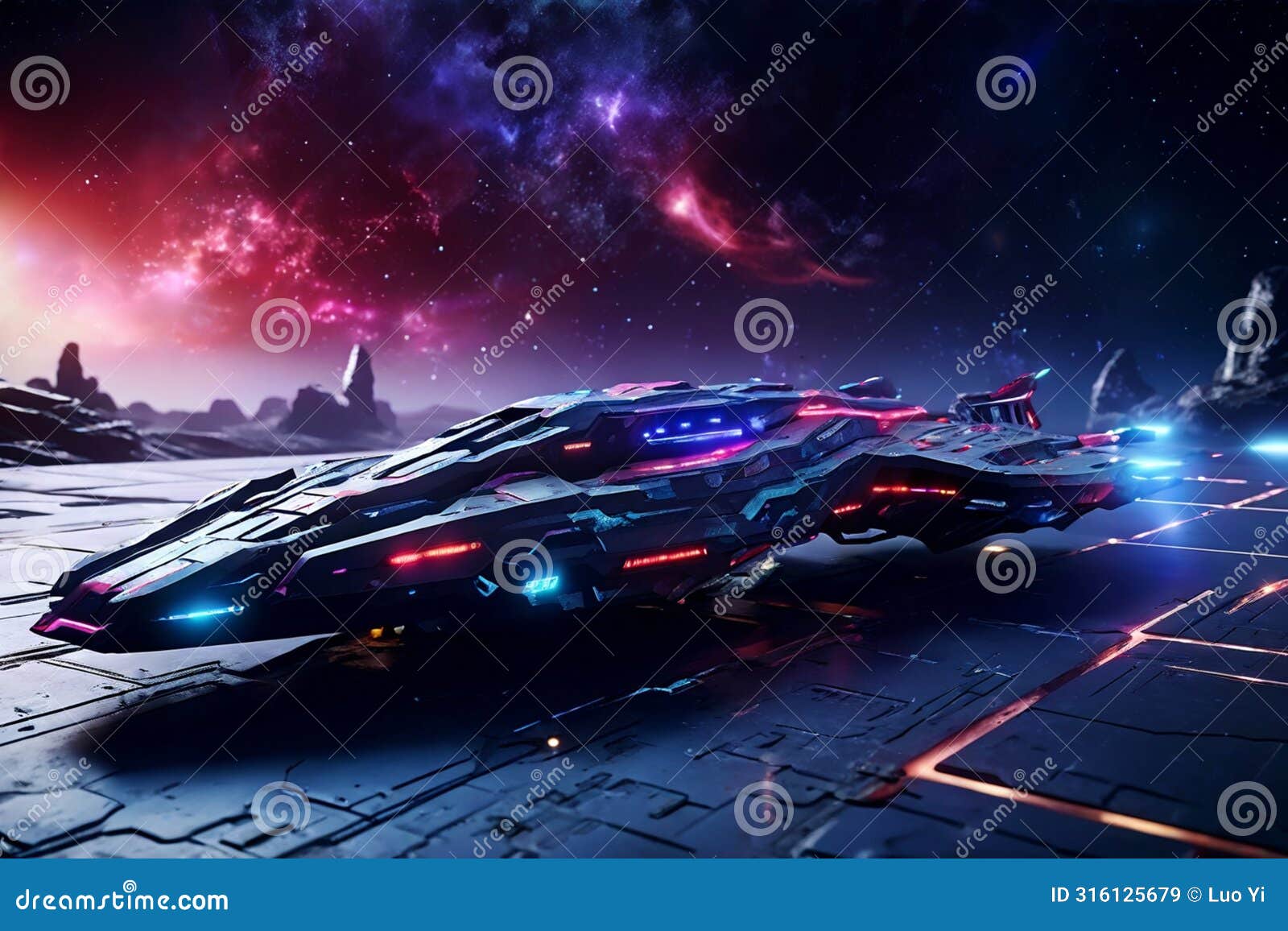 Spaceship Exploring An Alien Planetary System, Generative Ai Illustration | CartoonDealer.com ...