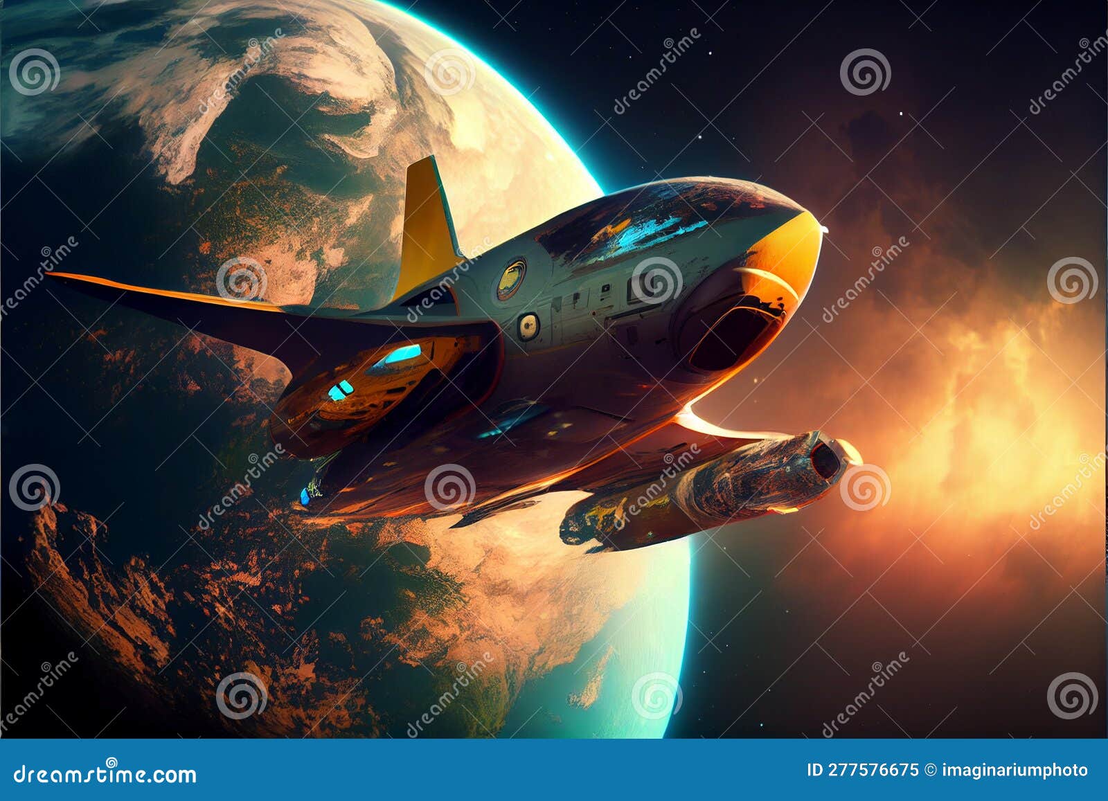 Spaceship Exploring Galaxy. Futuristic Starship Background Stock ... Spaceship Exploring Galaxy. Futuristic Starship Background Stock ...
