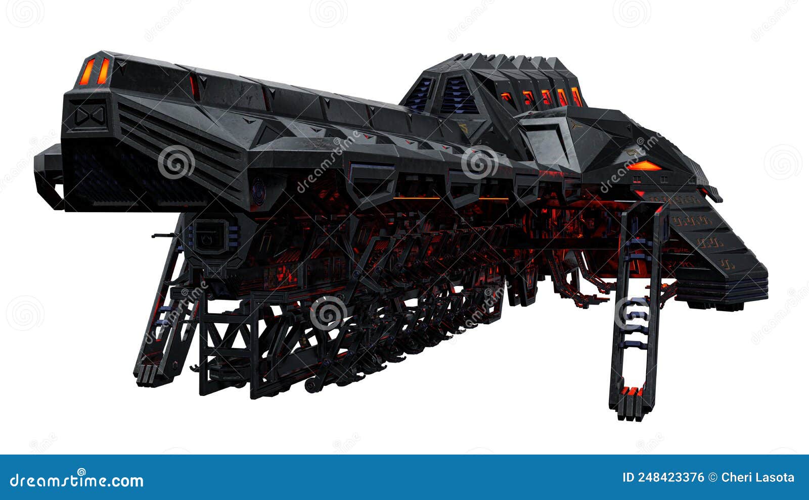 Spaceship Exterior on an Isolated White Background, 3D Illustration, 3D ...