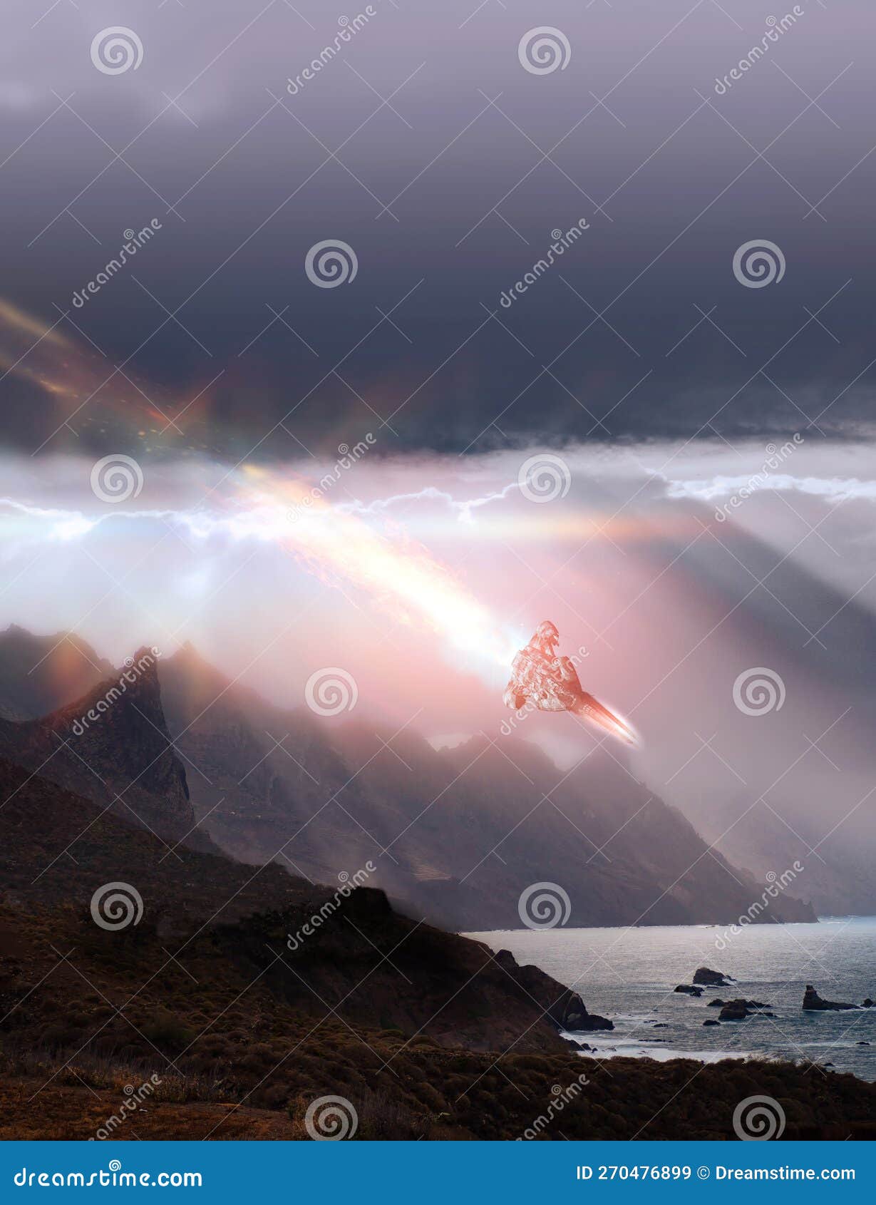 Spaceship Falling on Planet Stock Illustration - Illustration of ...