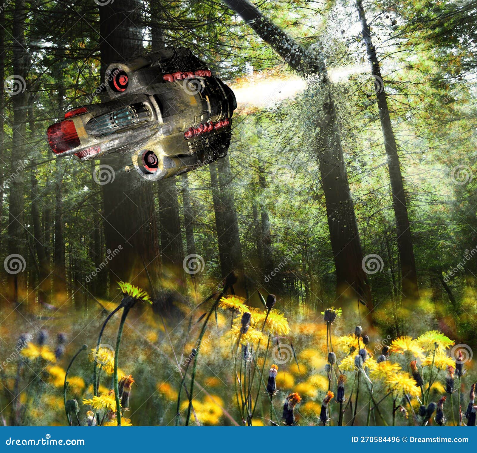 Spaceship Falling on Planet Stock Illustration - Illustration of ...