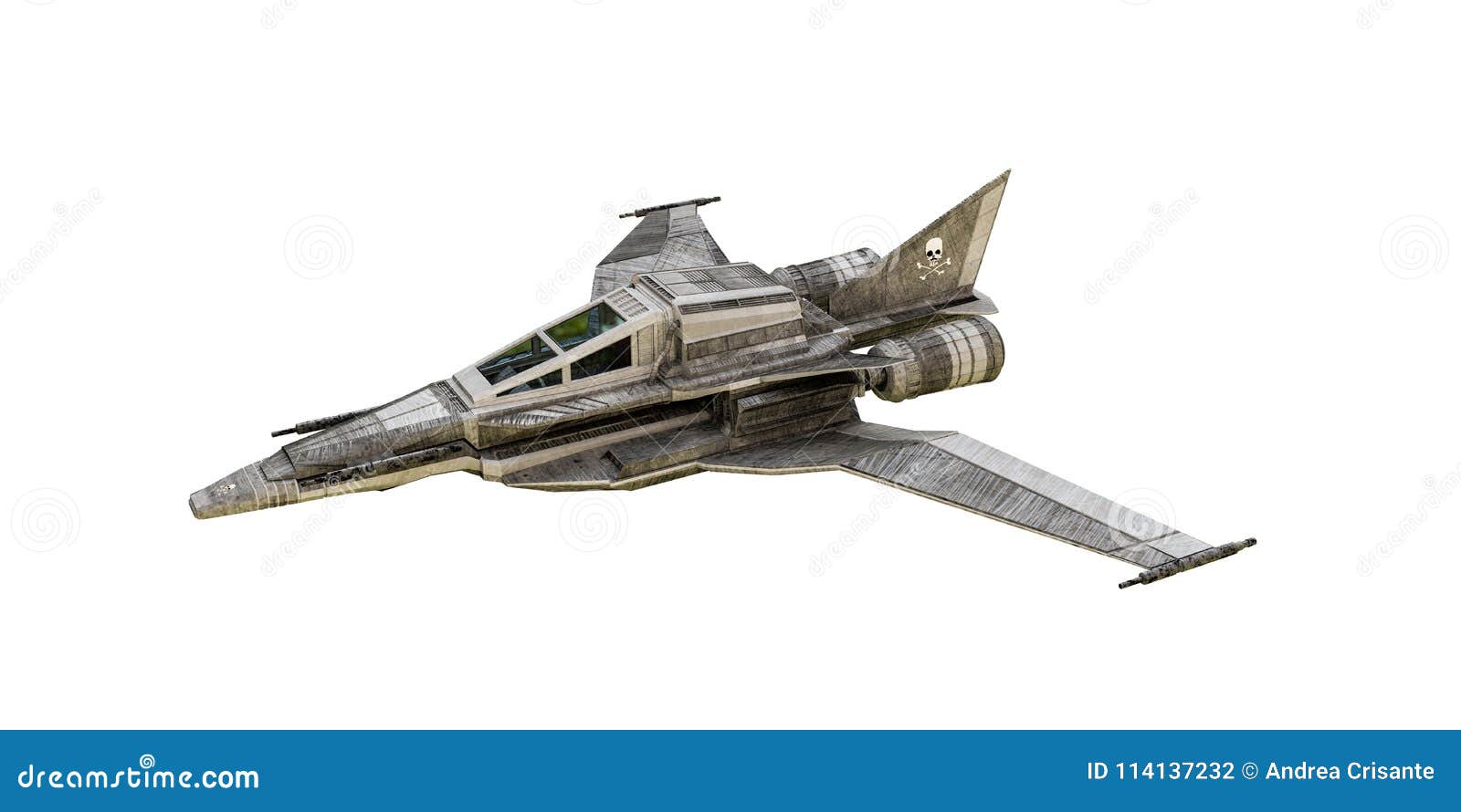 Spaceship Fighter Isolated on White Background Stock Illustration ...