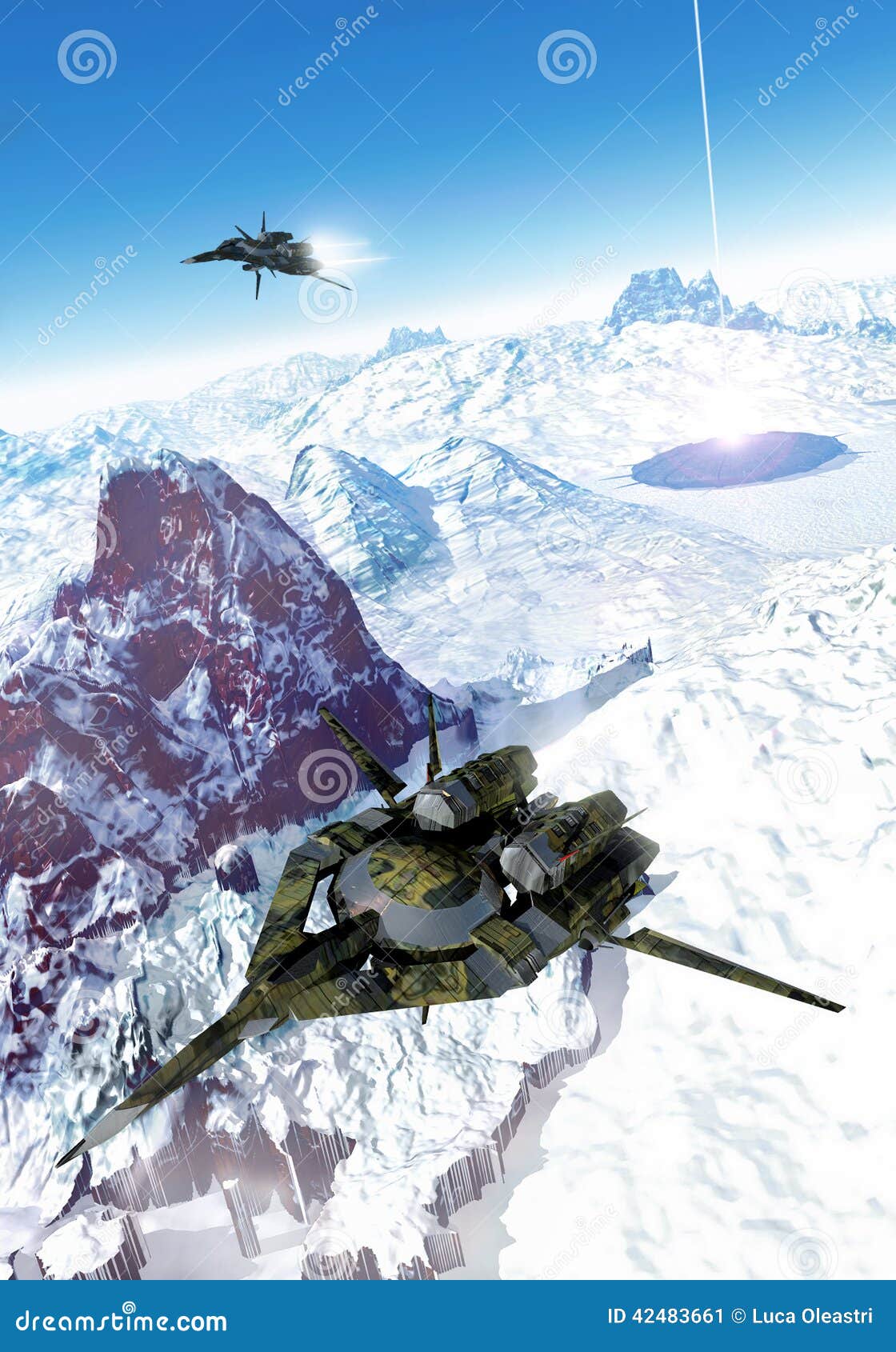 Spaceship Fighter Isolated On White Royalty-Free Cartoon ...