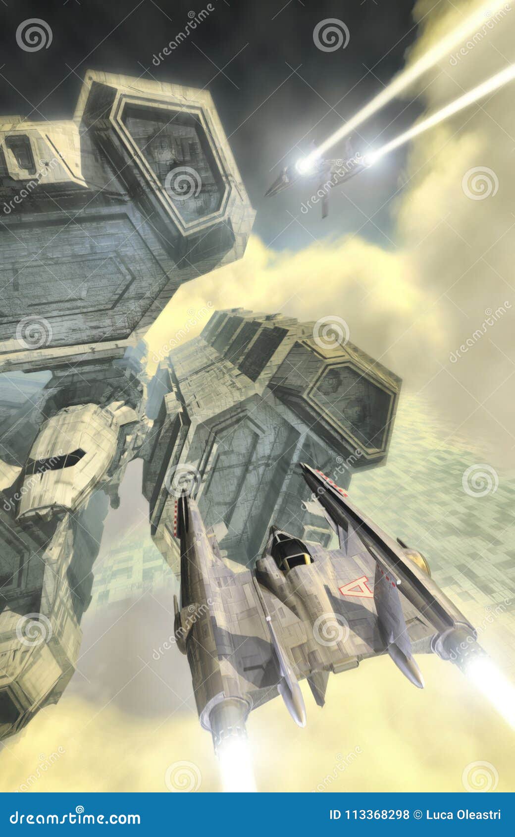 Spaceship Fighters At Sea Royalty-Free Stock Photography ...