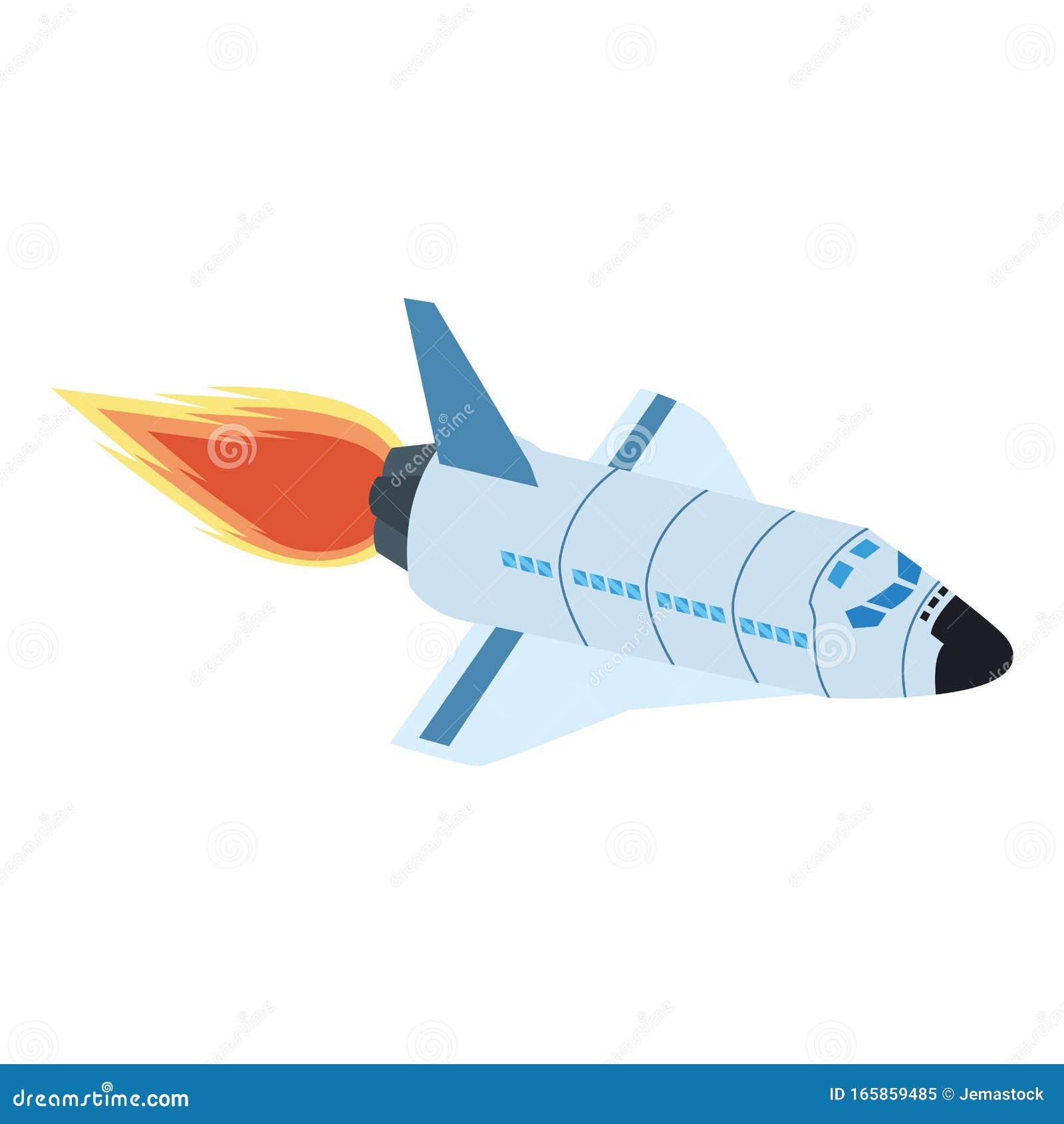 Spaceship with Flame Icon, Colorful Design Stock Vector - Illustration ...