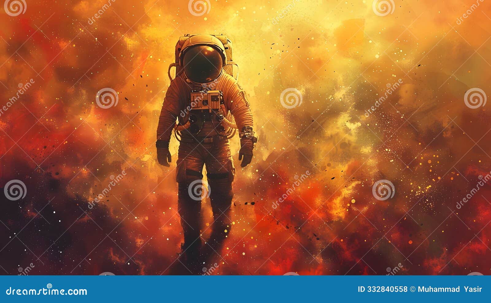 The Spaceship Flies Off into Outer Space with an Explosion Stock ...