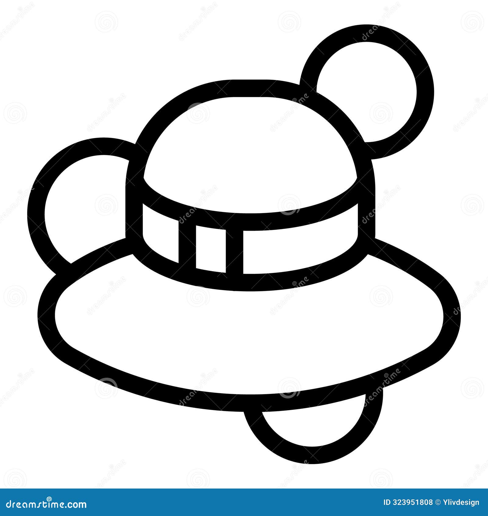 Spaceship Floating with Open Hatches Minimal Line Art Icon Stock Vector ...