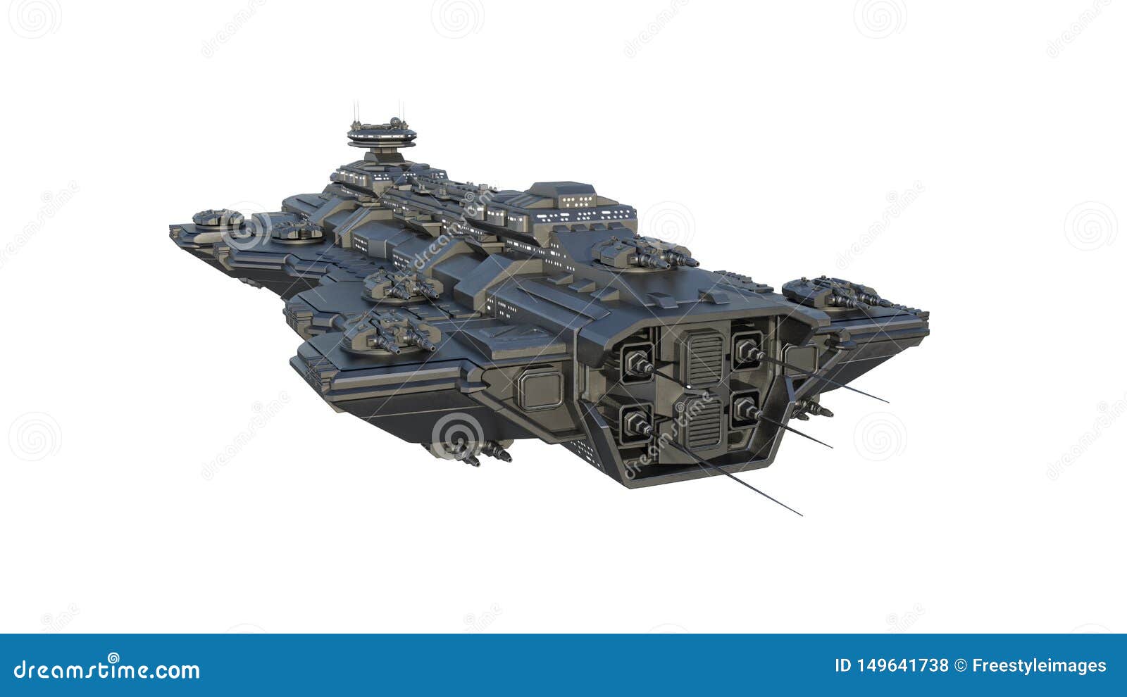 Spaceship Flying, Alien UFO Spacecraft in Flight Isolated on White ...