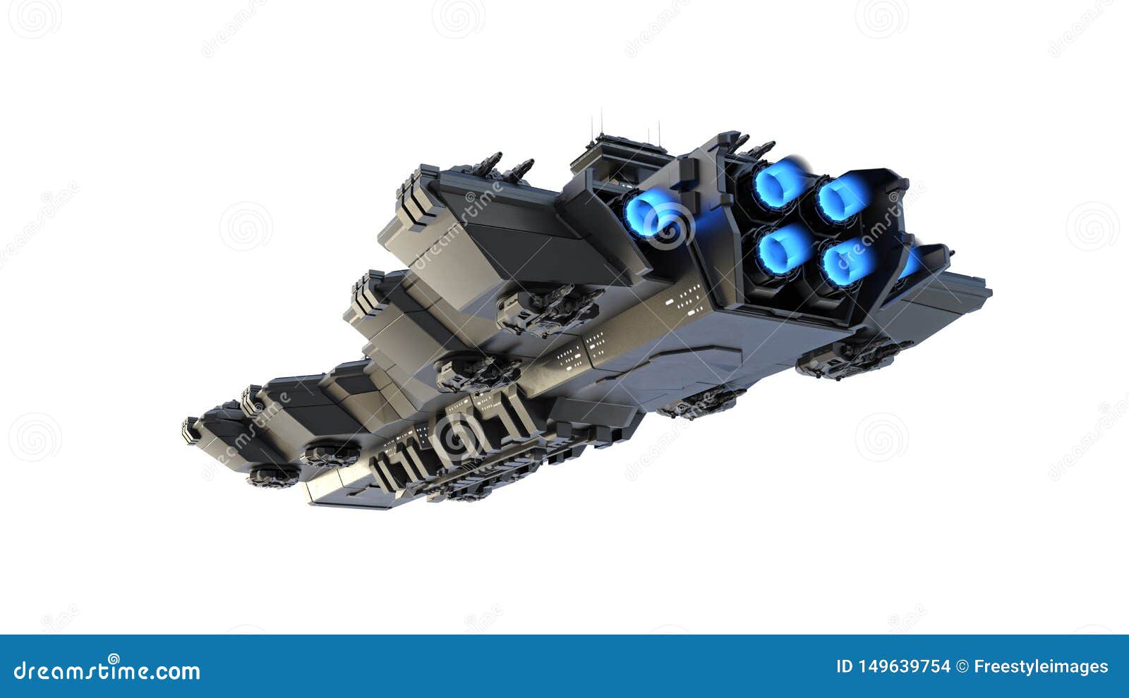 Spaceship Flying, Alien UFO Spacecraft in Flight Isolated on White ...