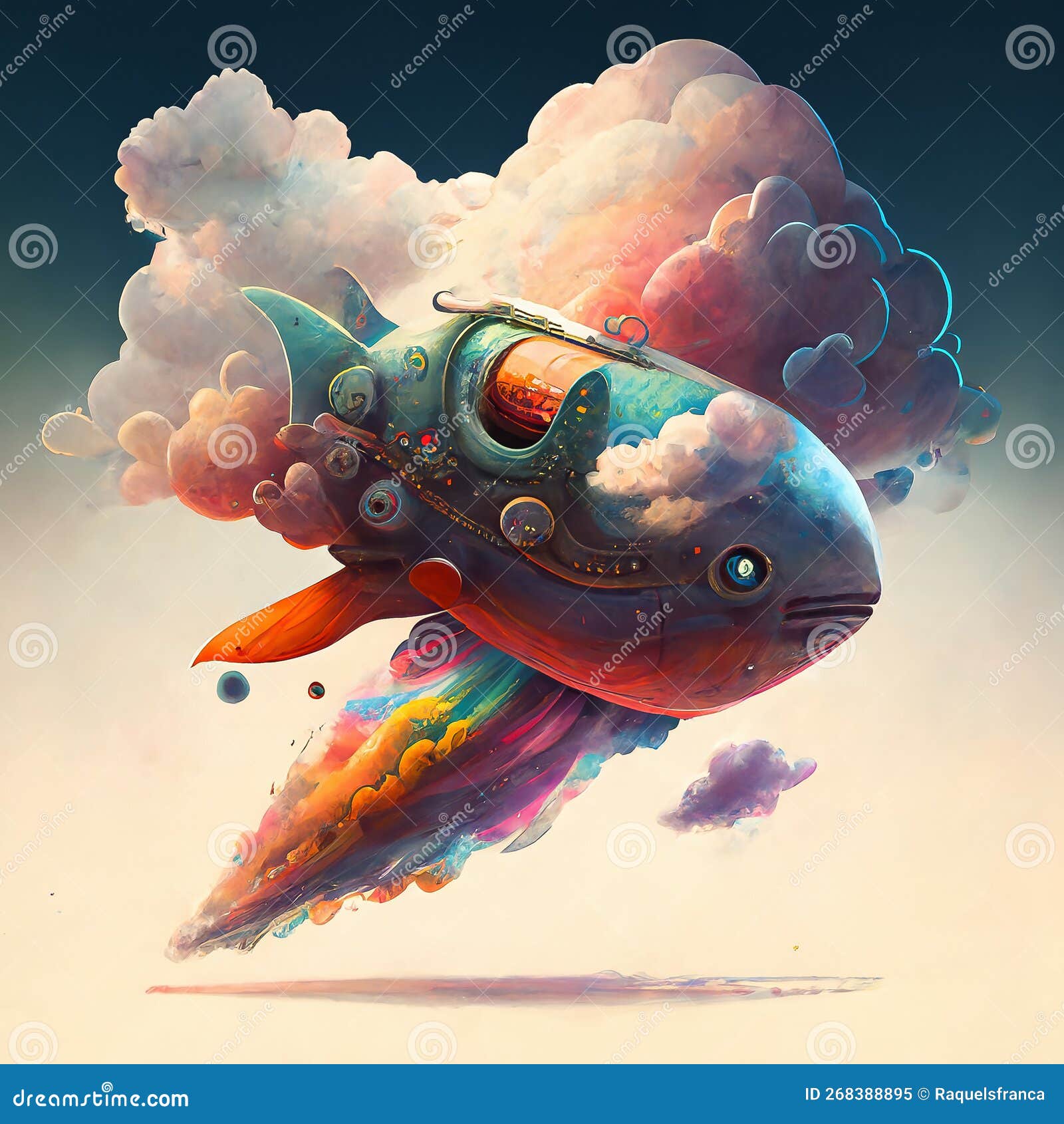 Spaceship on the Form of a Fish Stock Image - Image of adventure ...