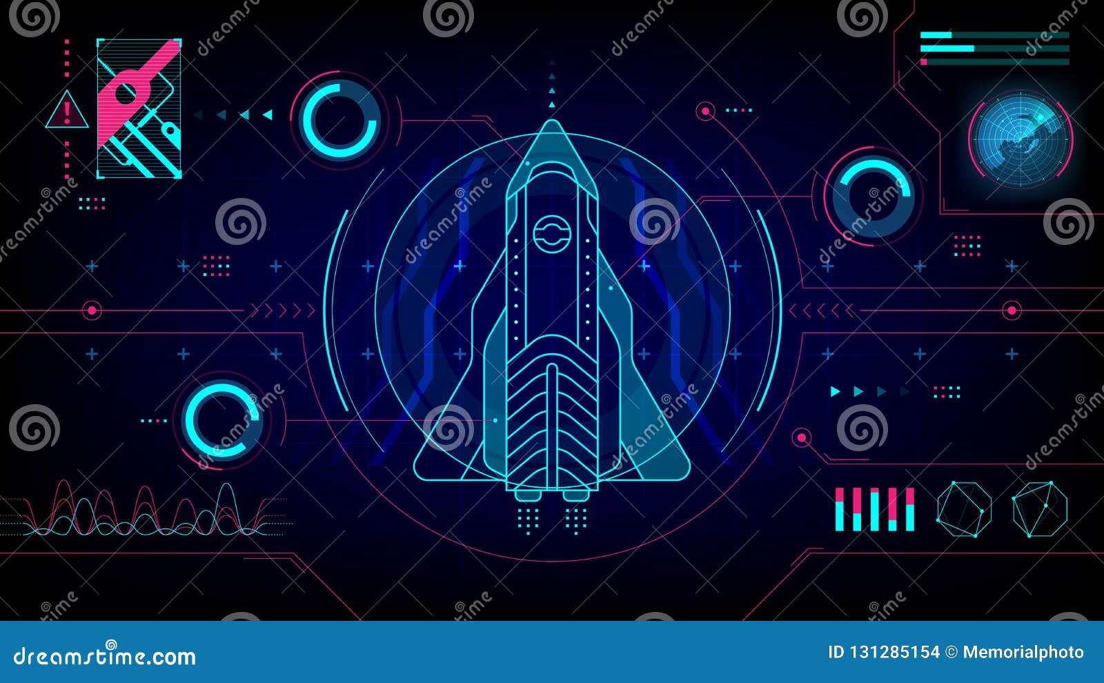 Spaceship Futuristic HUD Technology Computer Display Vector ...