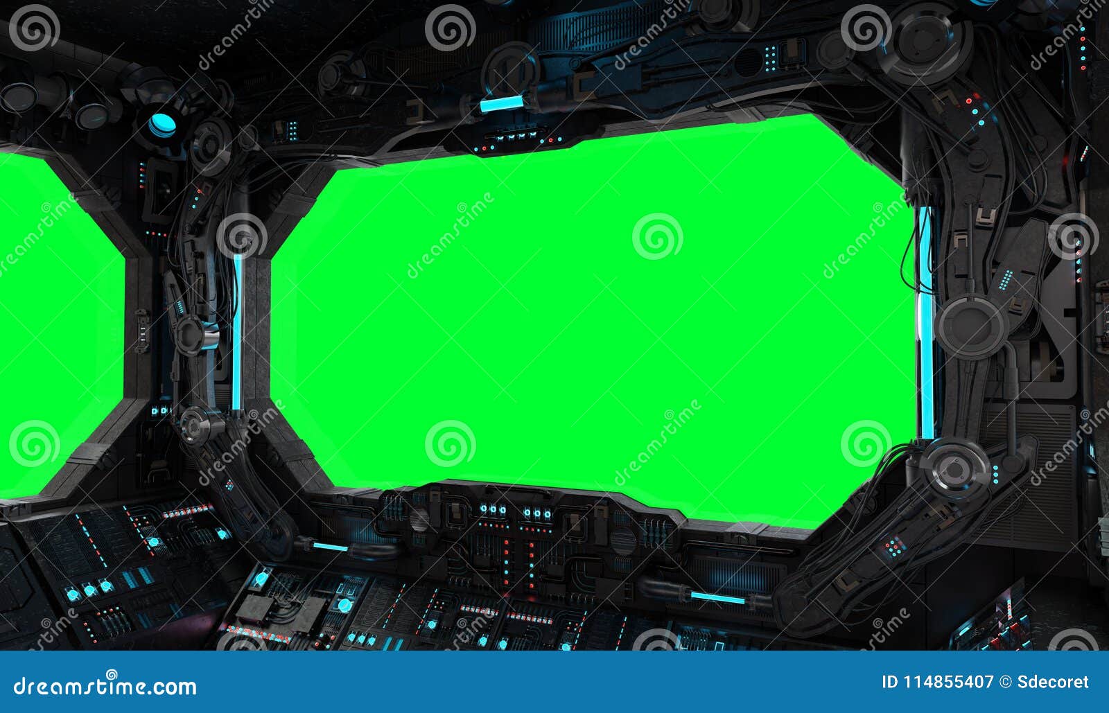 Spaceship Grunge Interior With View On Planet Earth Royalty-Free Stock ...