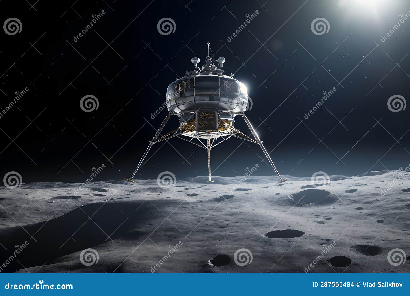 Spaceship Lands on the Surface of the Moon, Space Expedition To the ...