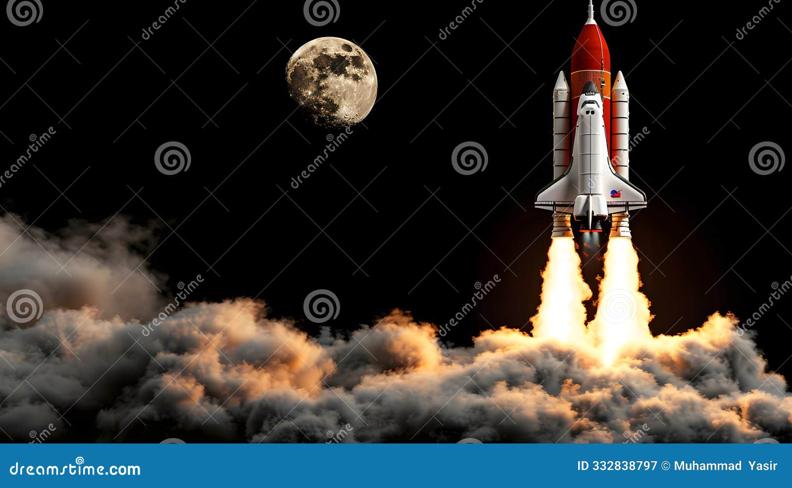 Spaceship Launch, Concept. a Space Mission To the Moon Stock Image ...