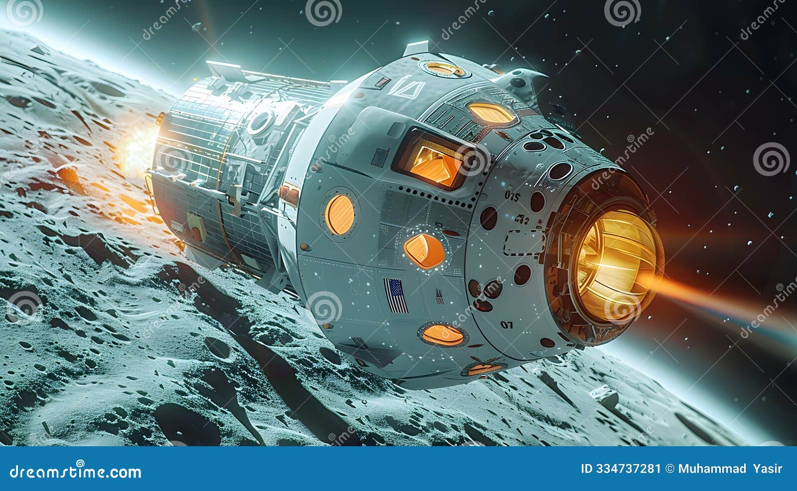 Spaceship Launch, Concept. a Space Mission To the Moon Stock Image ...
