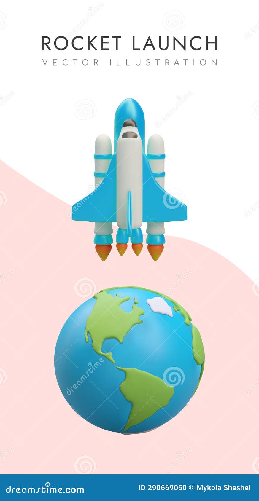 Spaceship Launch. Flight of Multi Stage Rocket Stock Vector ...