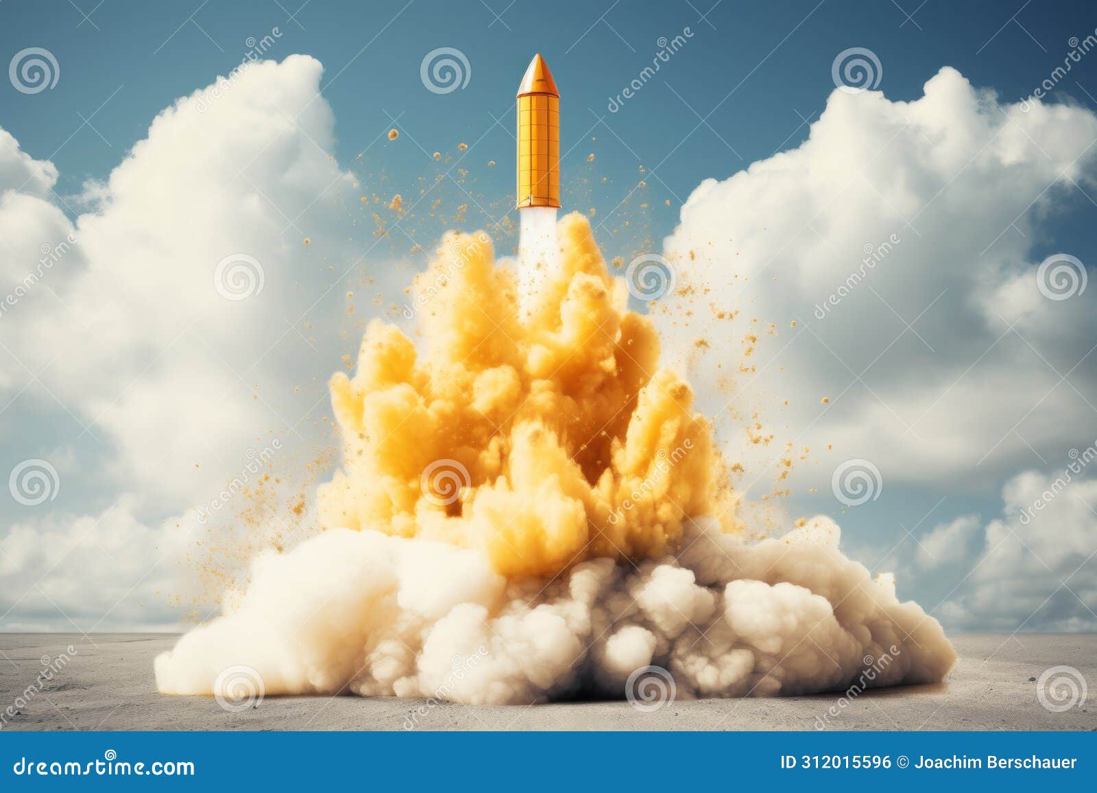 Spaceship Launch Illustration with Sleek Shadow Gradient Style for ...