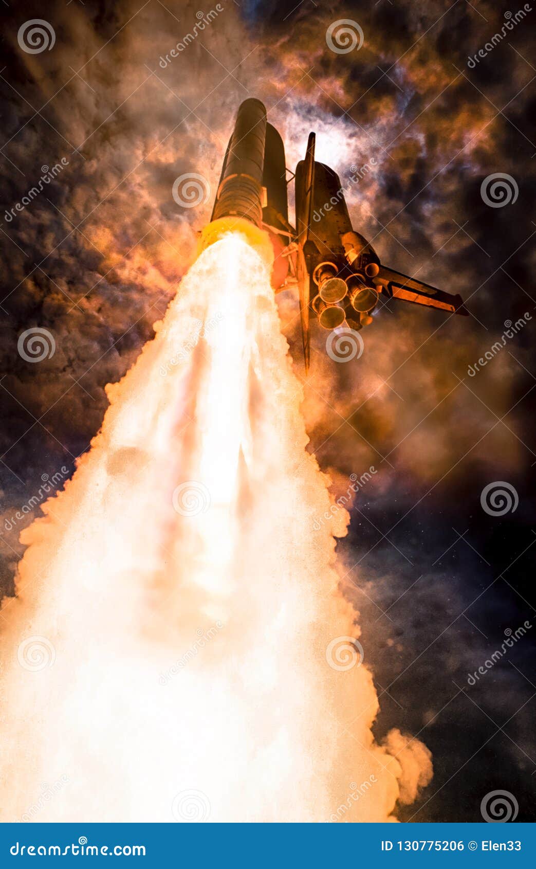 Space Shuttle Blast Off At Night