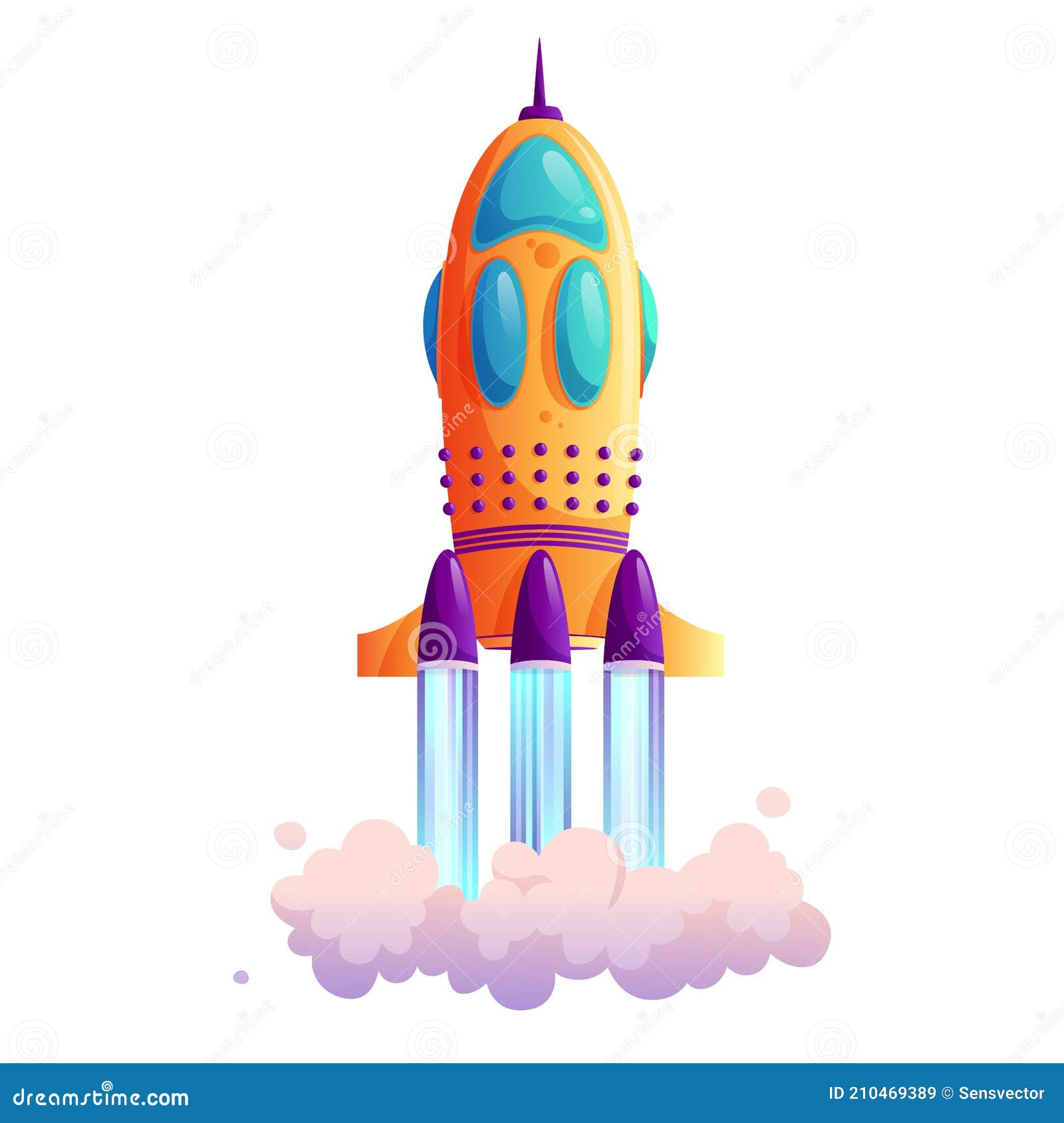 Spaceship Launch, Rocketship Takeoff, Rocket Trace Cartoon Vector ...