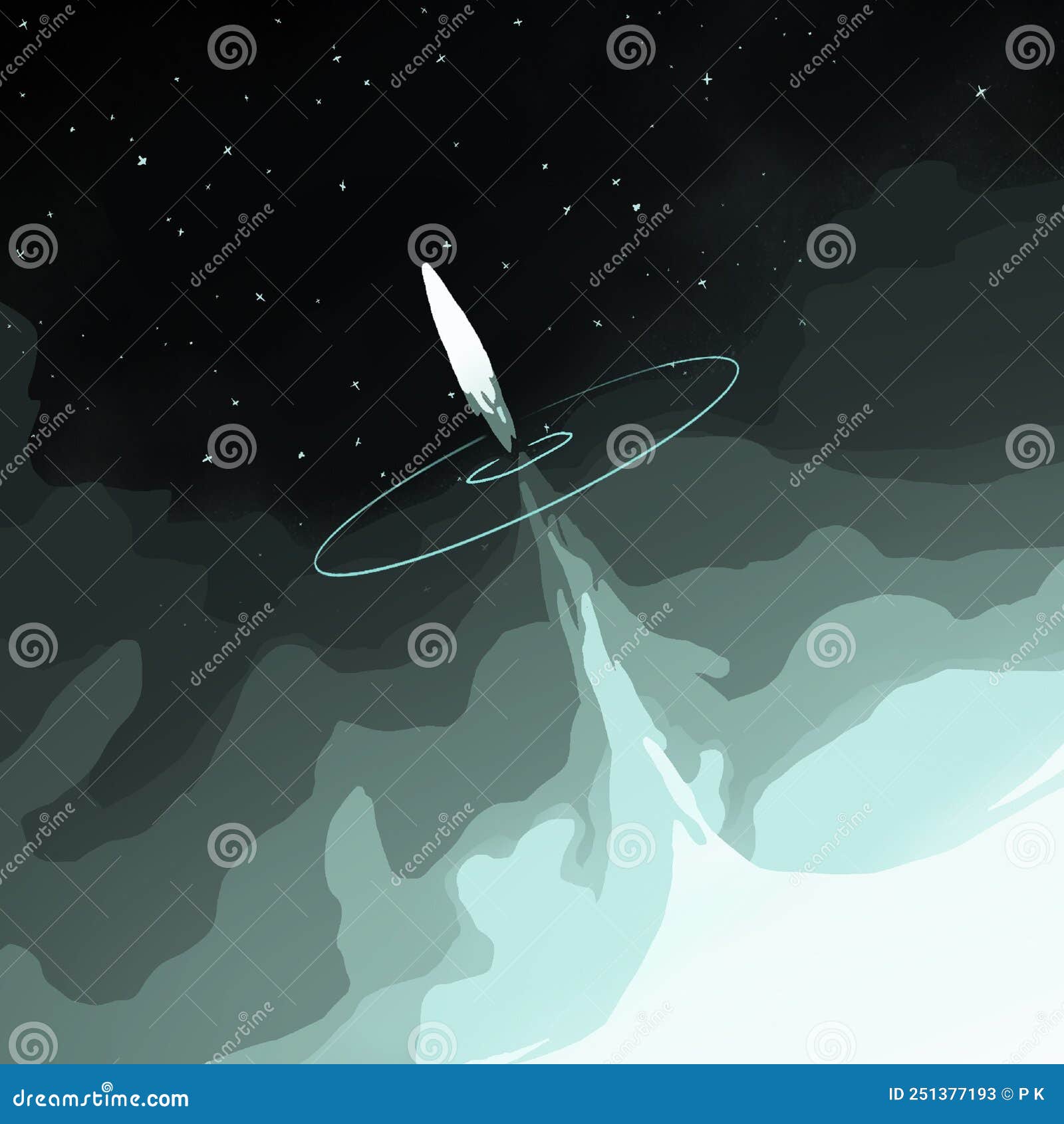 Spaceship leaving orbit stock illustration. Illustration of design ...