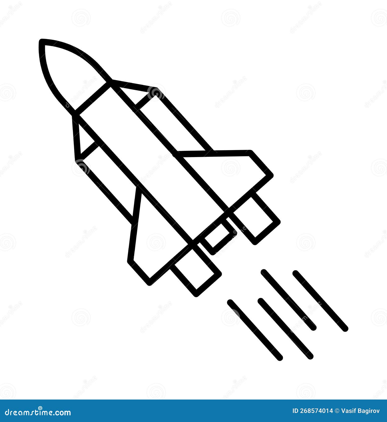 Spaceship, Line Vector Icon on Transparent Background. Outline ...