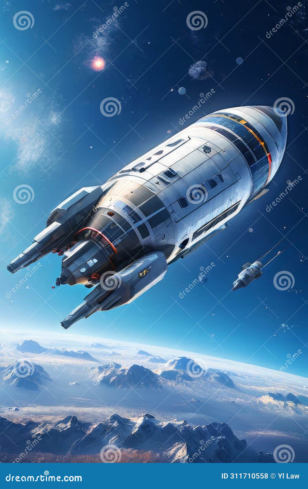 Spaceship with Modern Technology, Technology Space and Binary Data ...