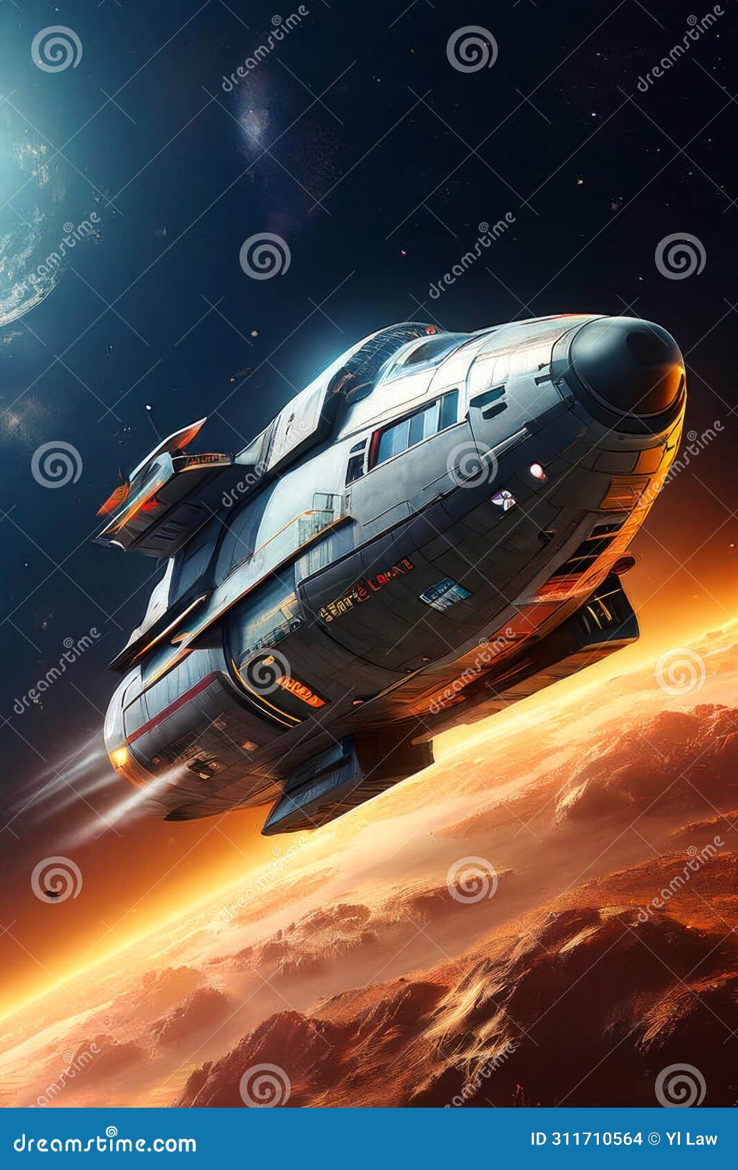 Spaceship with Modern Technology, Technology Space and Binary Data ...