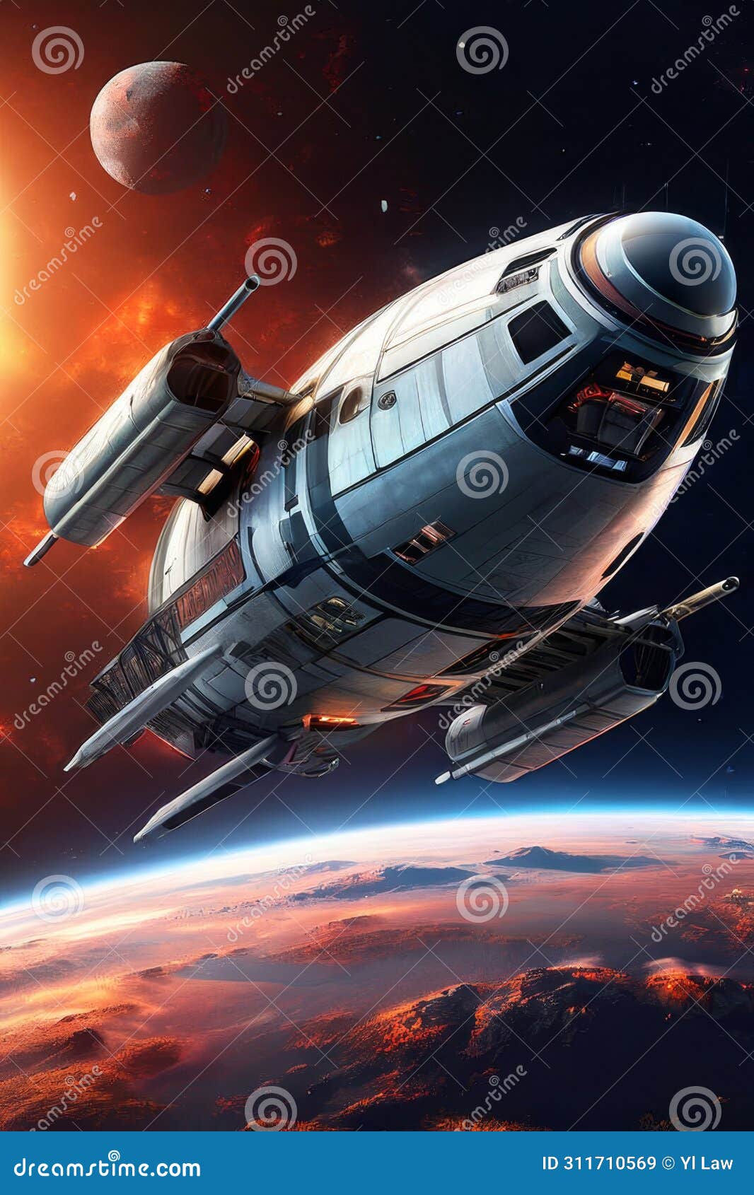Spaceship with Modern Technology, Technology Space and Binary Data ...