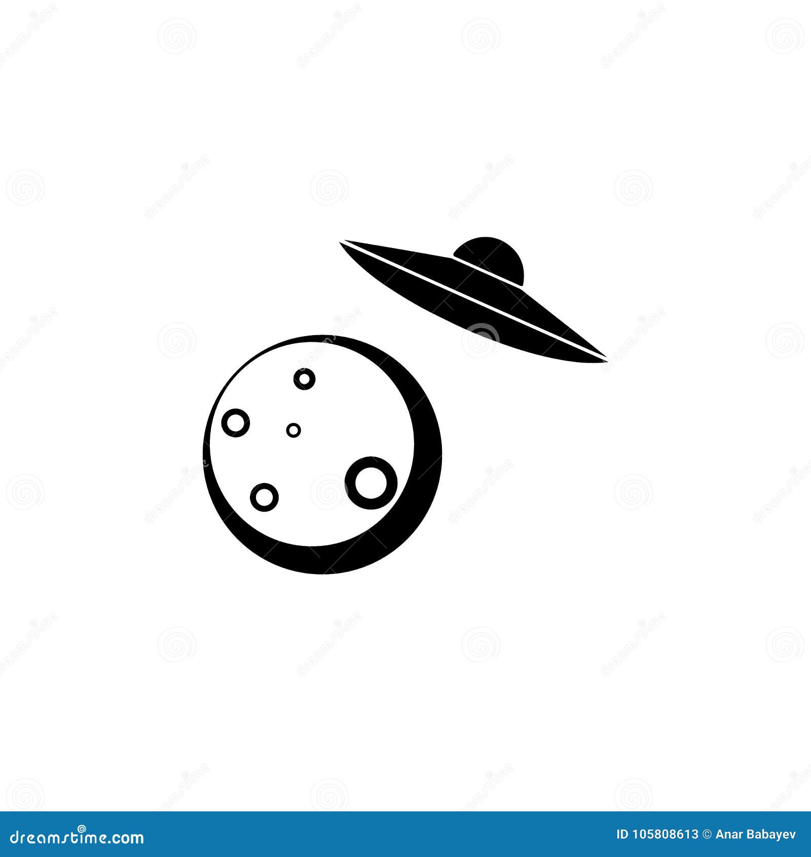 Spaceship and Moon Icon. Elements of Space Icon Stock Vector ...