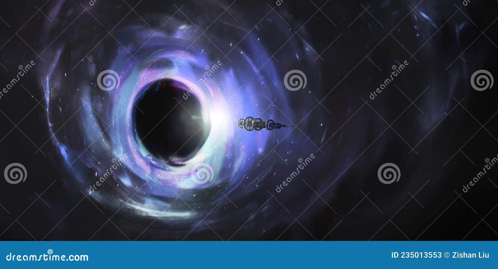 Spaceship Near the Black Hole, 3d Illustration Stock Illustration ...