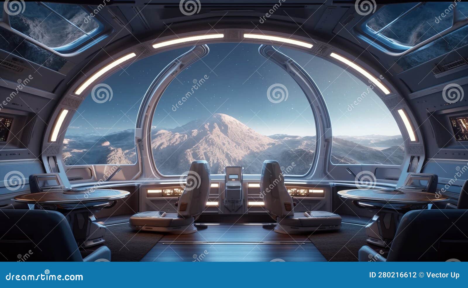 Spaceship Observatory with Large Windows. Generative AI Stock ...