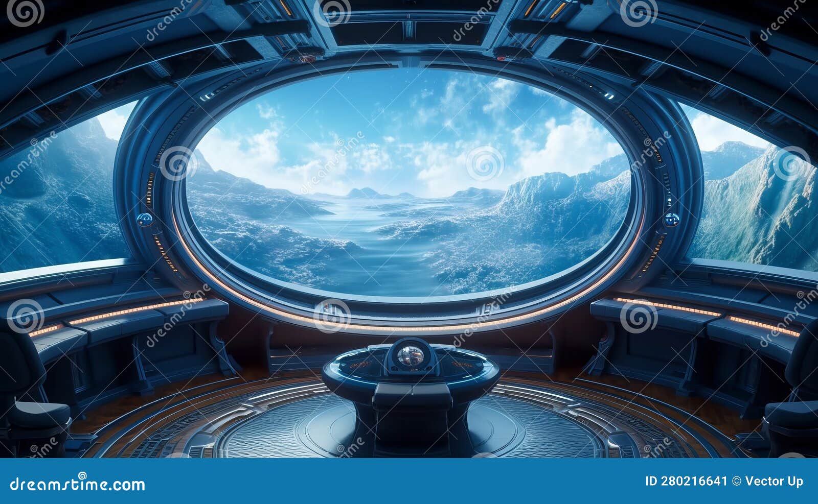 Spaceship Observatory with Large Windows. Generative AI Stock ...