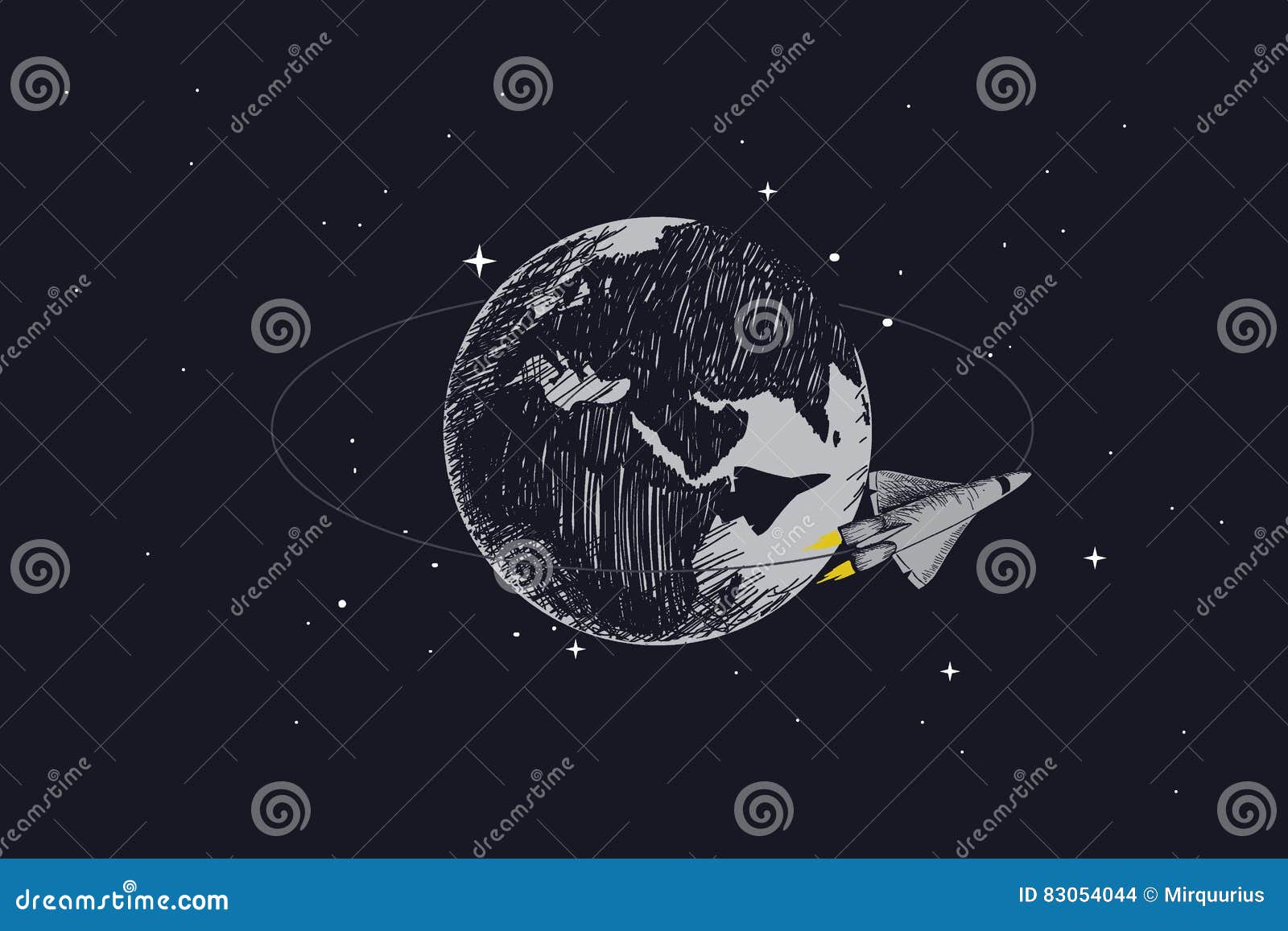 Spaceship Orbiting The Earth Vector Illustration | CartoonDealer.com ...