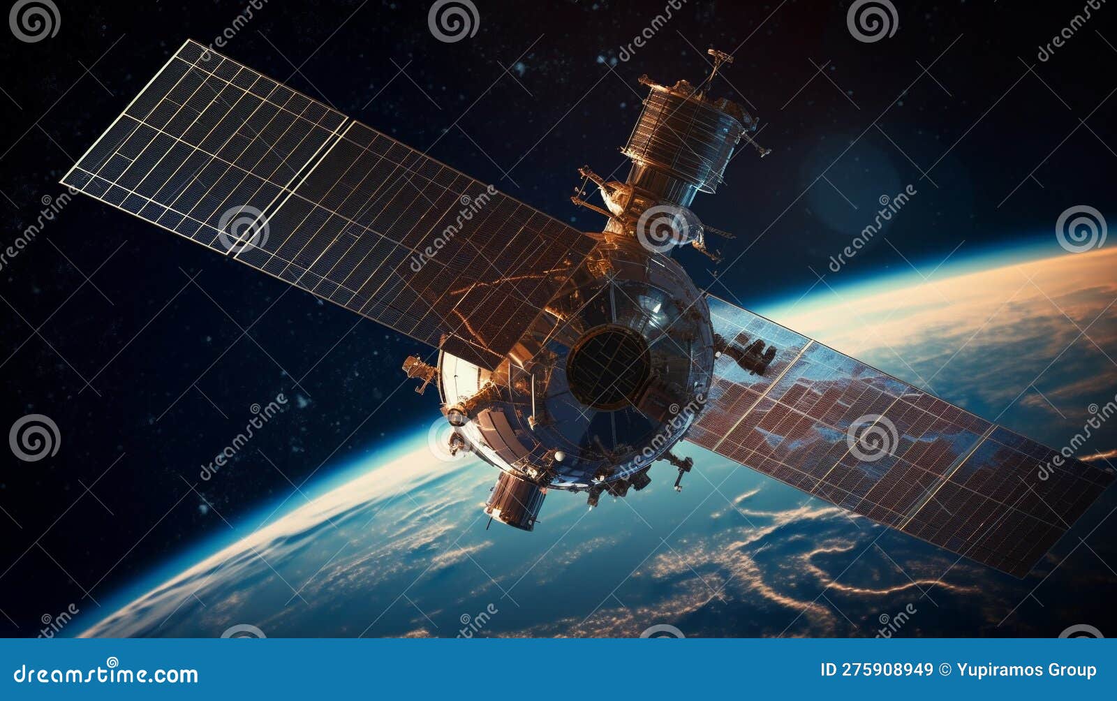 Spaceship Orbits Planet, Explores Galaxy Deep Nature Generated by AI ...