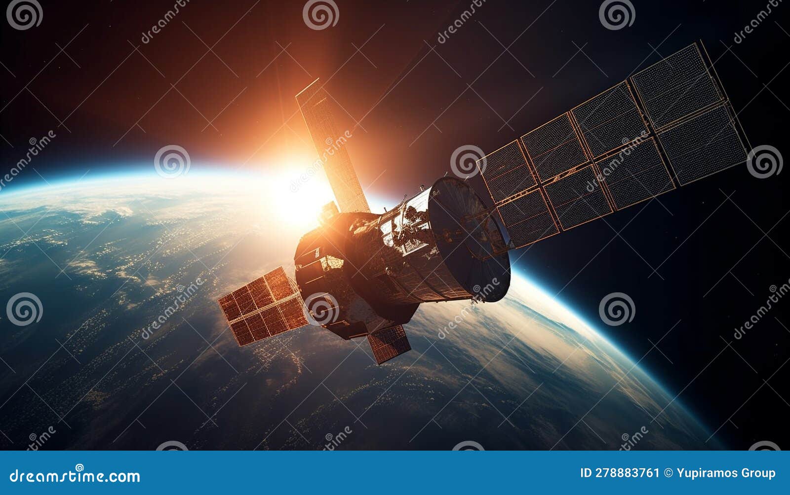 A Spaceship Orbits the Planet, Using Advanced Technology for ...