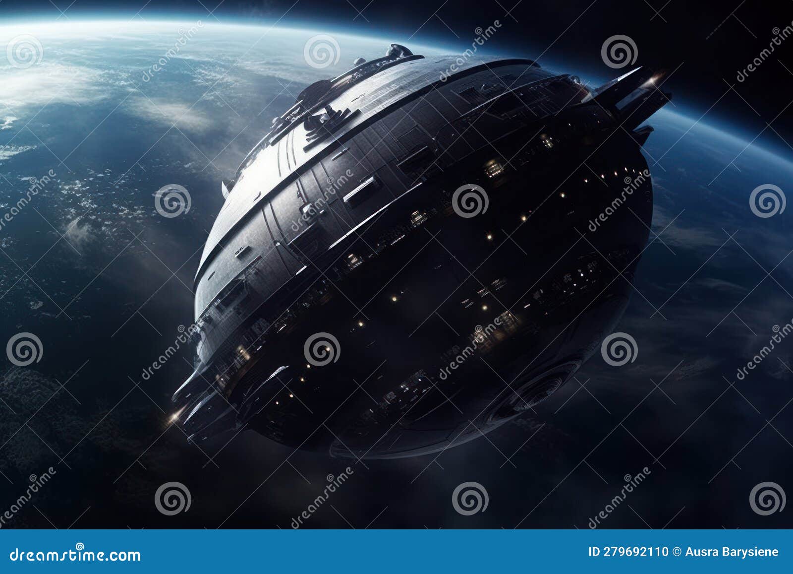 Spaceship in Outer Space. Created Using Generative Al Tools Stock ...