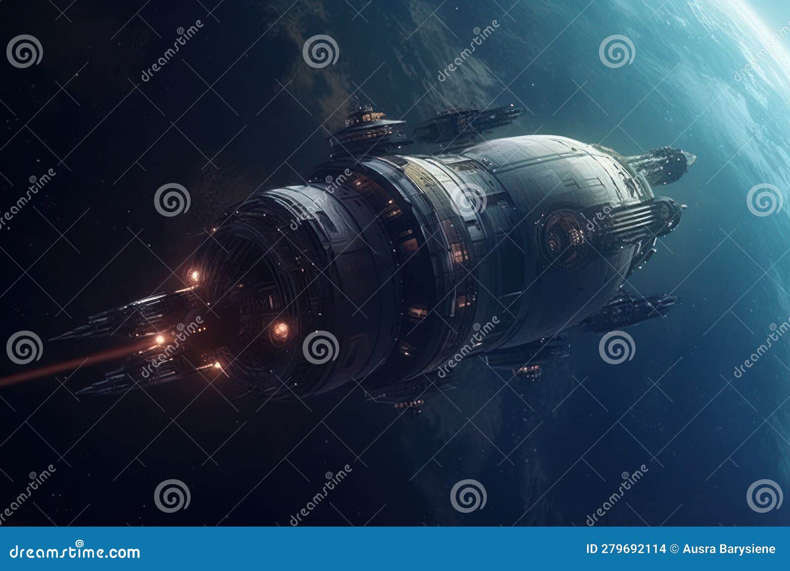 Spaceship in Outer Space. Created Using Generative Al Tools Stock ...
