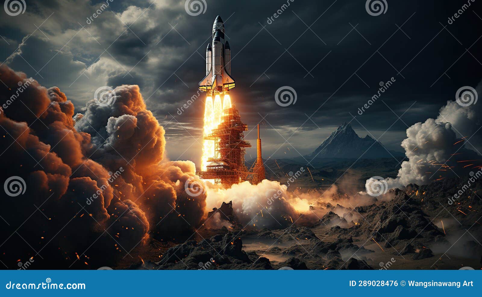 Spaceship in the Outer Space on Orbit of Mars Stock Photo - Image of ...