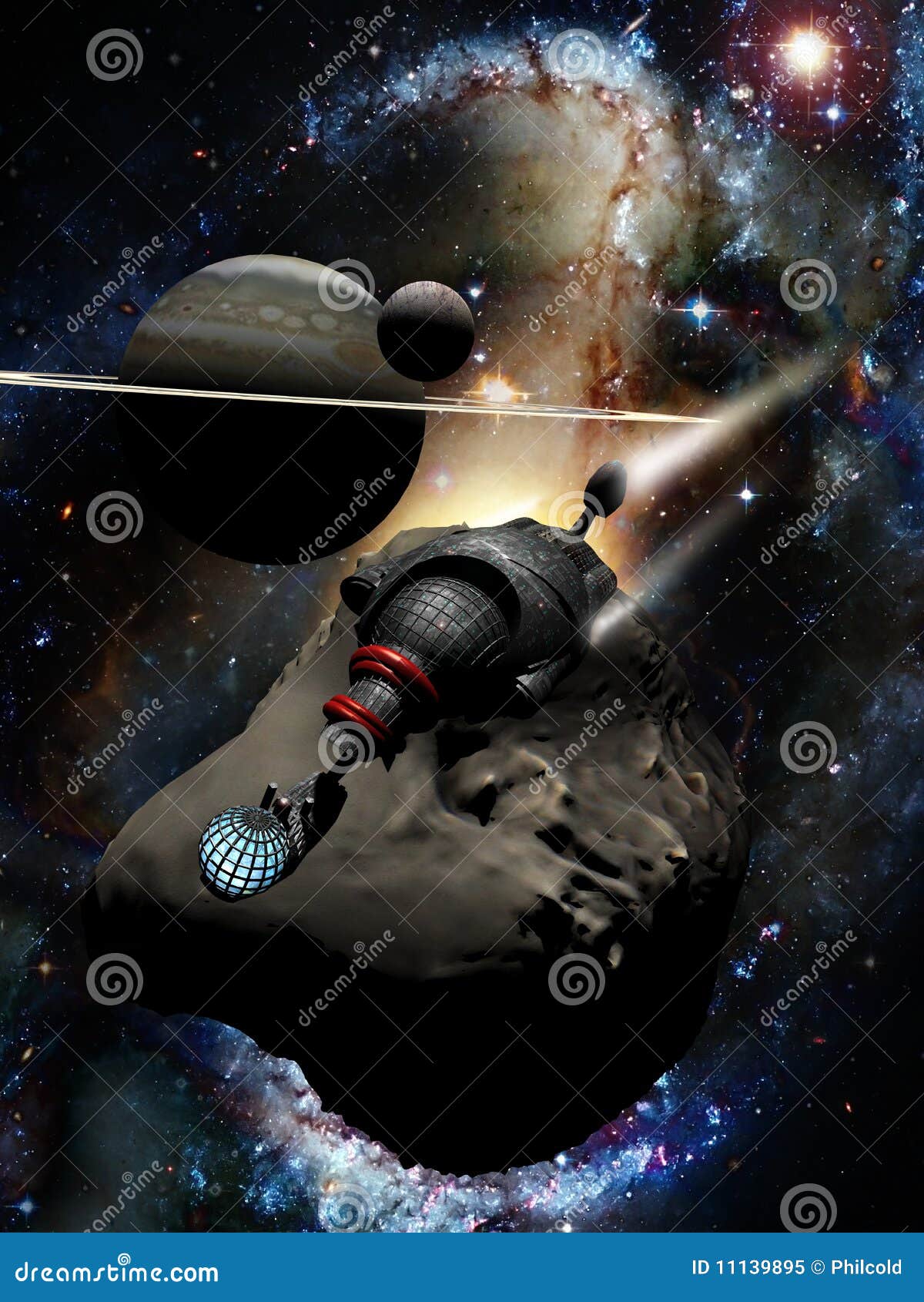 Spaceship into outerspace stock illustration. Illustration of ...