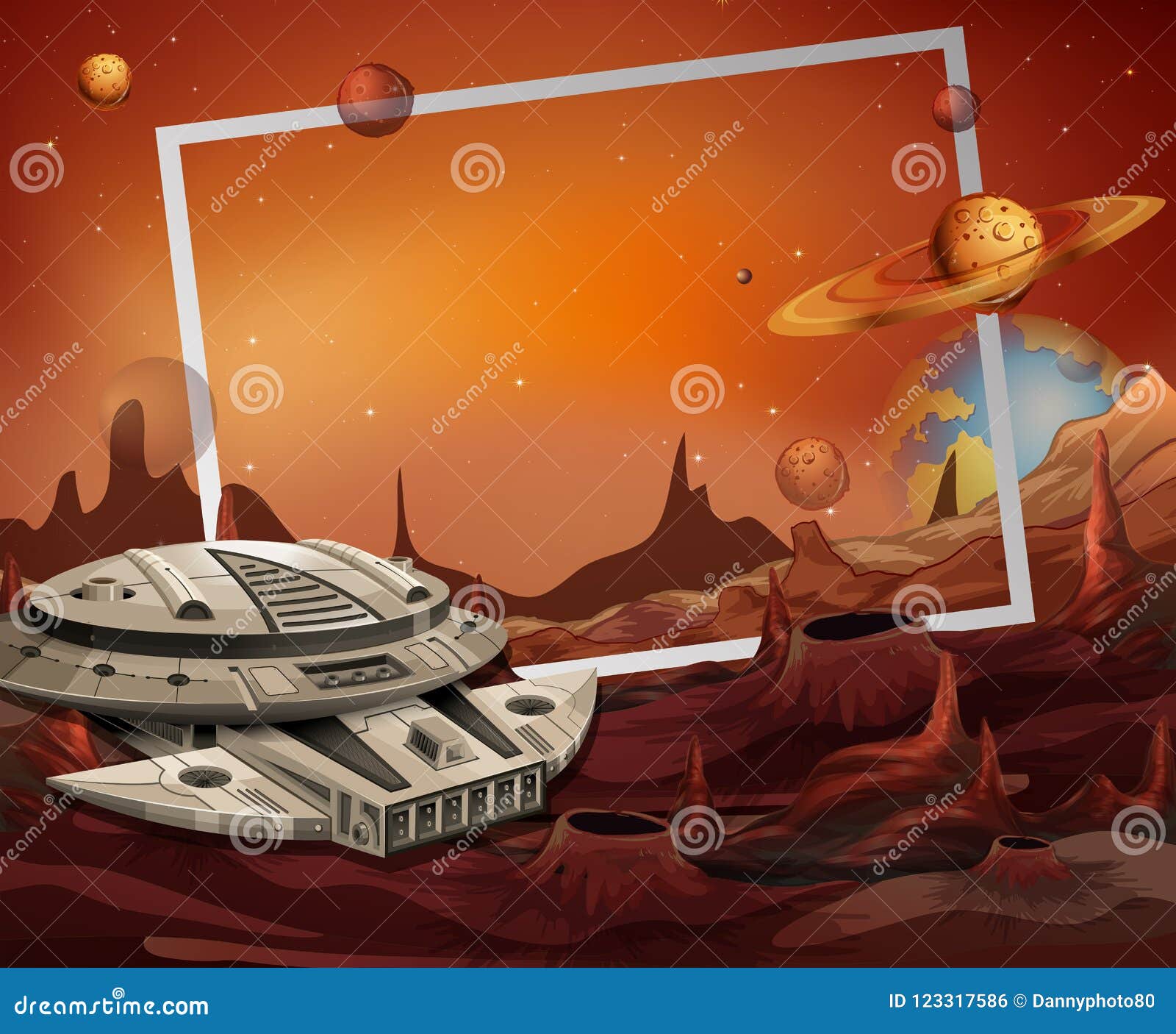 Spaceship and Outerspace Frame Theme Stock Vector - Illustration of ...